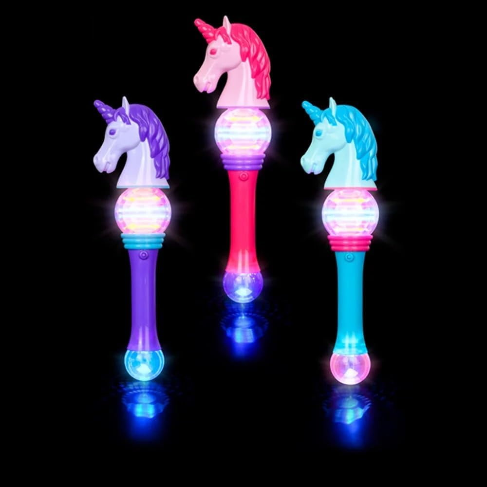 Unicorn Spinning LED Light Up Wand (15") Batteries Included. Fun Cute ...