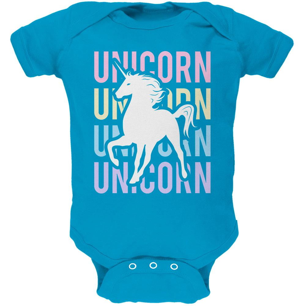 Unicorn Stacked Repeat Soft Baby One Piece Turquoise 3-6 M - Walmart.com