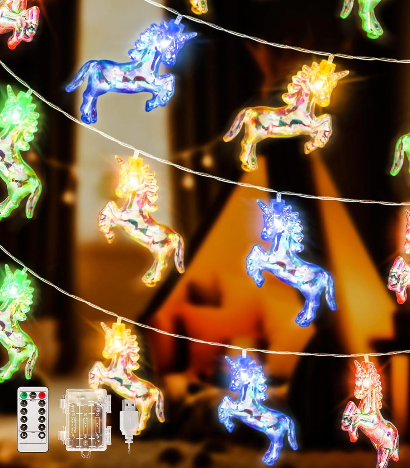 Unicorn String Lights, 20 LED 10Ft Unicorn Party Decorations Fairy ...