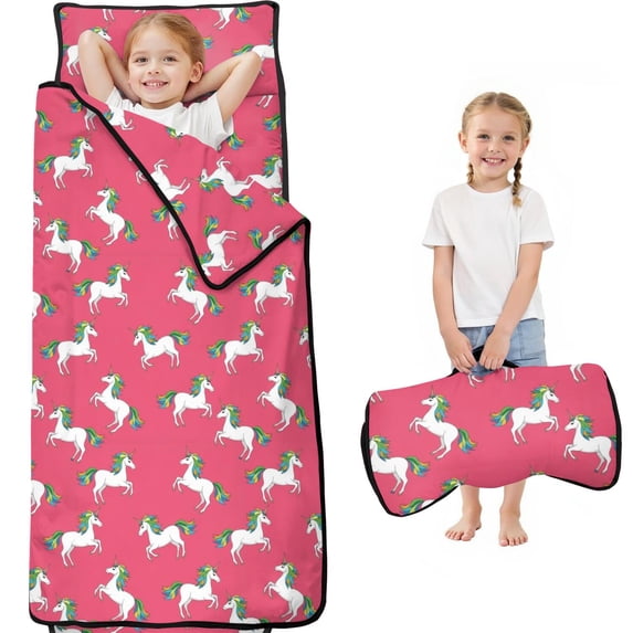 Unicorn and Stripe Pink Pattern Kids Nap Mat, Daycare Sleep Mat with ...