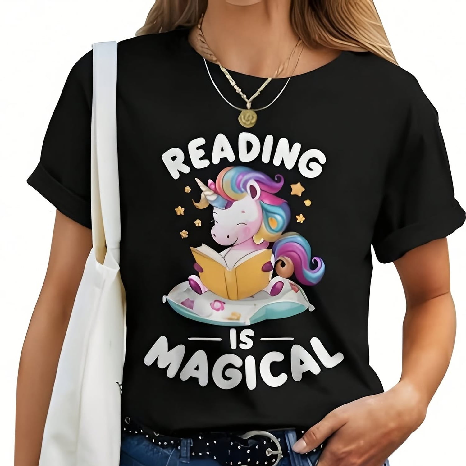 Unicorn Tea Reading Is Magil B1Ook Wo T-S1Hirt Wo's - Walmart.com