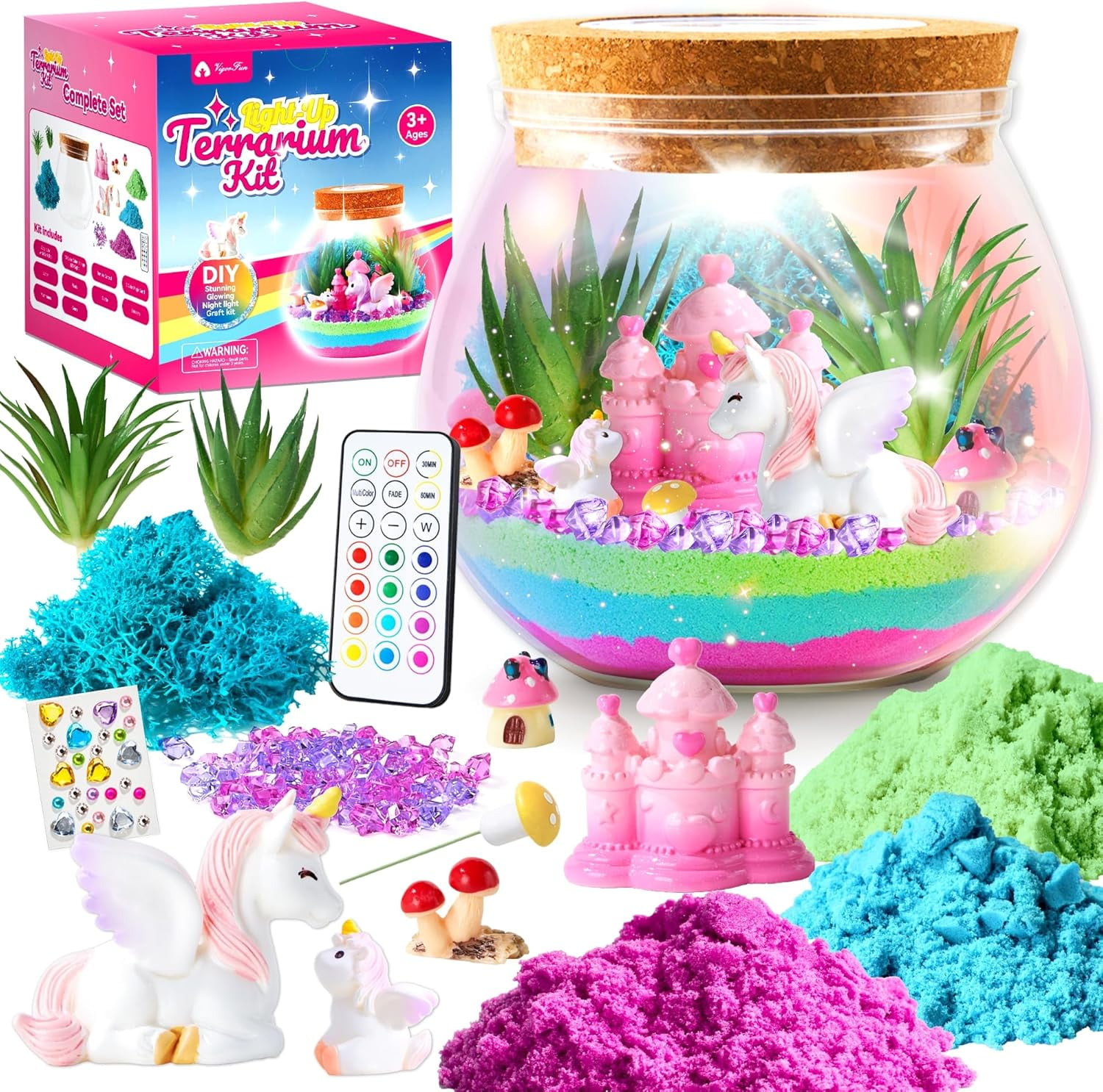 Unicorn Terrarium Kit for Girls – DIY Light-Up Night Light Craft Gift ...