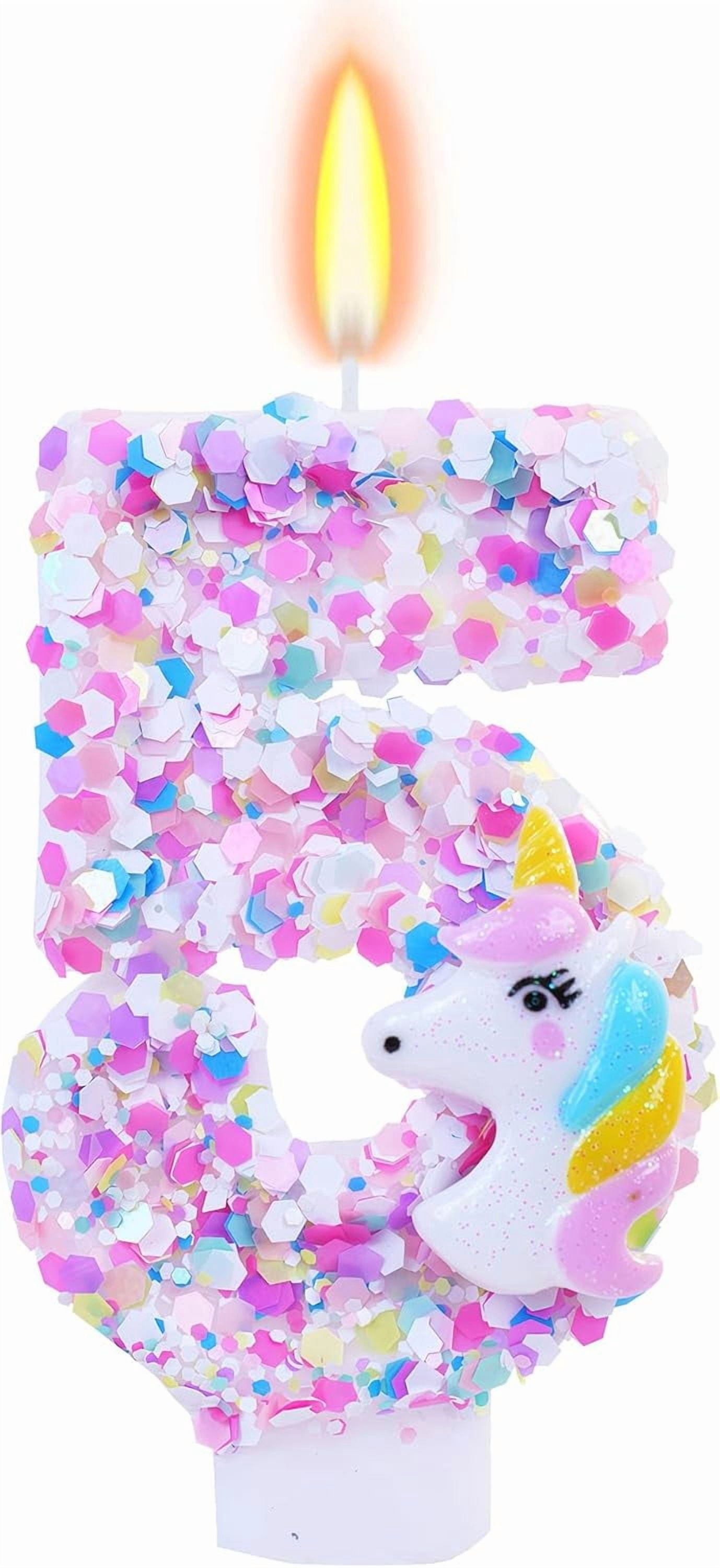 Unicorn Themed Birthday Candles,Number 5 Cartoon Birthday Party ...