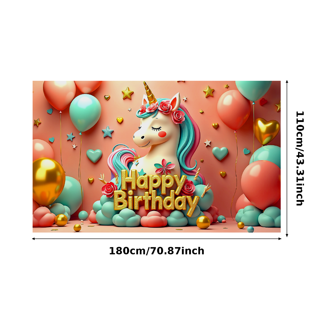 Unicorn Themed Happy Birthday Banner Party Decorations Backdrop for ...