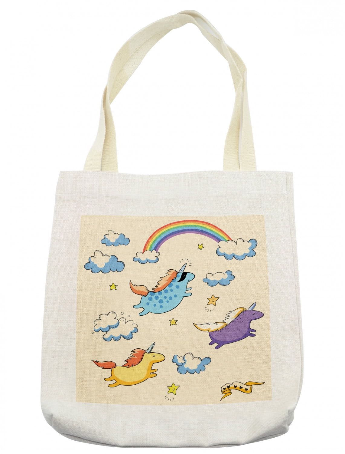 Unicorn Tote Bag, Pastel Colored Illustration of Several Flying Pony ...