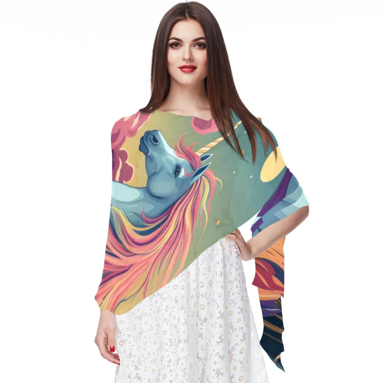 Unicorn Translucent Light and Breathable Chiffon Silk Scarf 70.86x28 ...