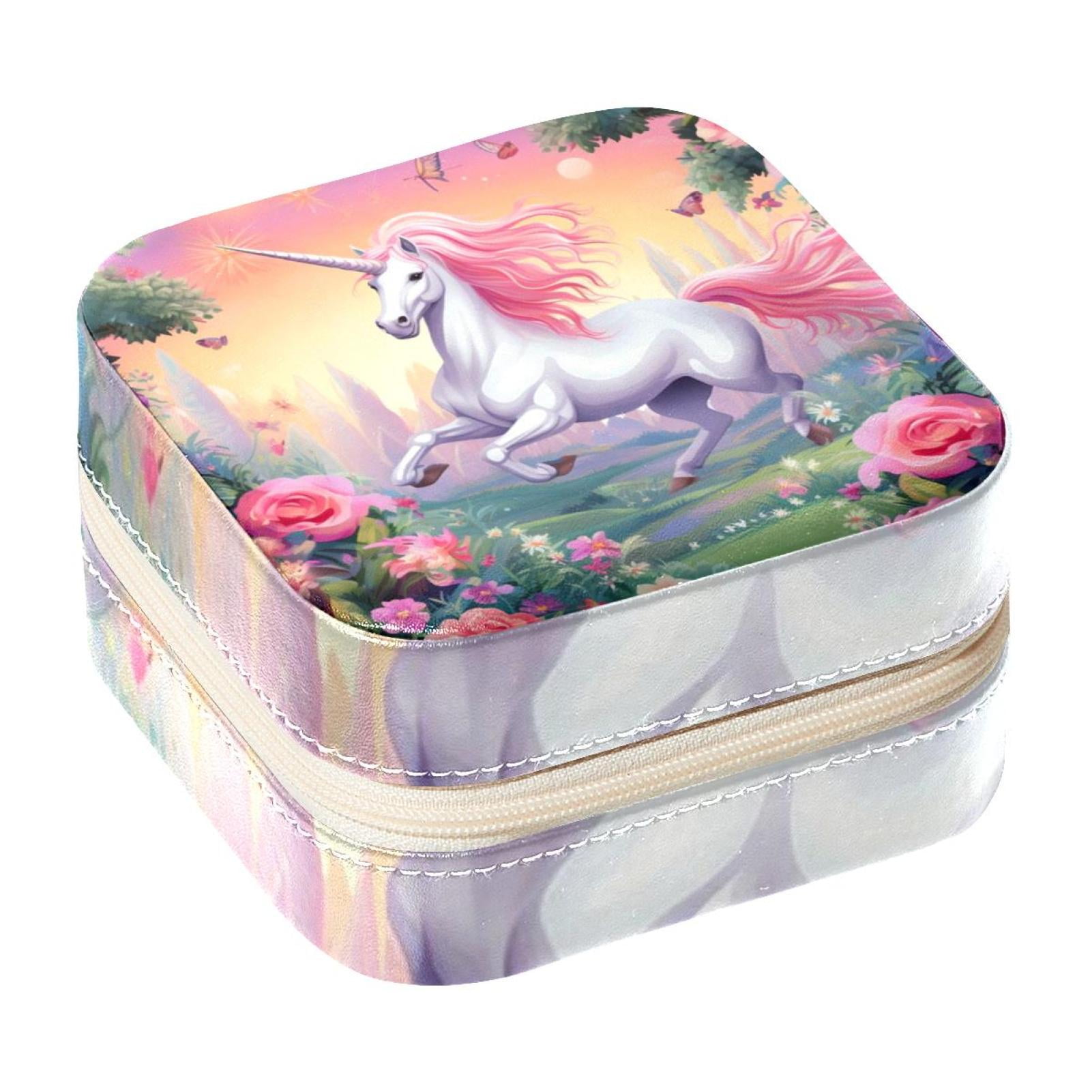Unicorn Travel Portable Square Jewelry Box Earring Necklace Bracelet ...