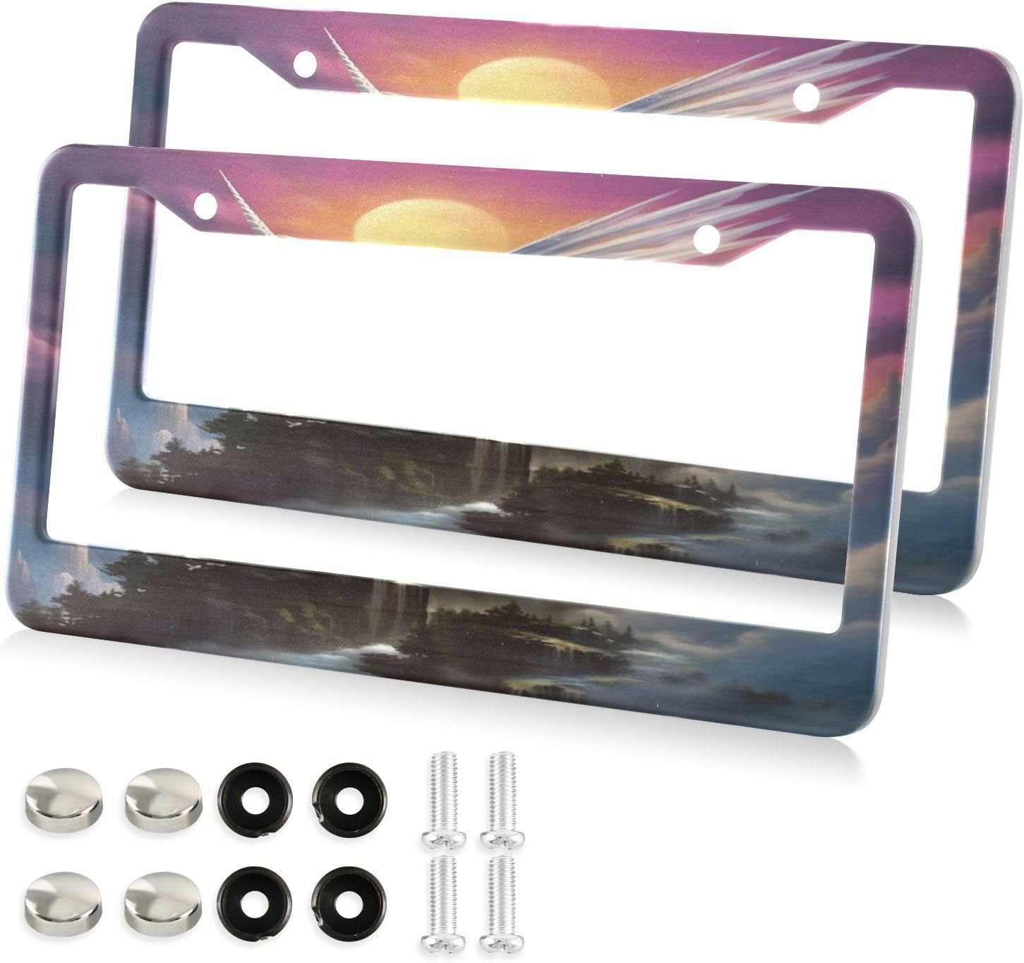 Unicorn Under The Moon License Plate Frame, Aluminum Car Tag Frames, 2 ...