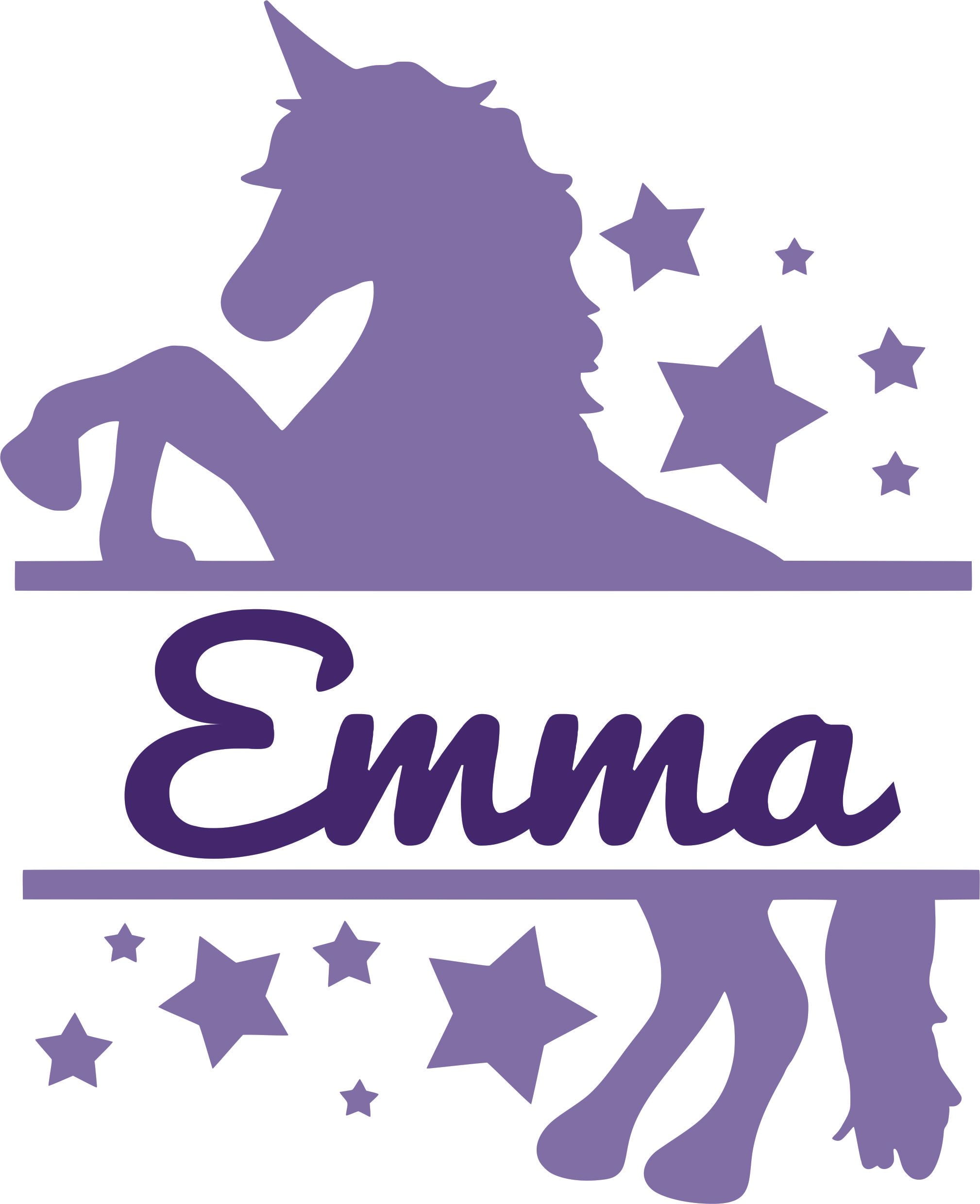 Unicorn Unicorns Stars Sparkle Customized Wall Decal - Custom Vinyl ...