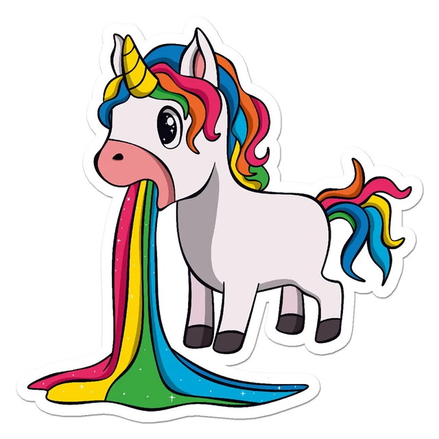 Unicorn Vomit Rainbow Sticker Phone Decal Water Bottle Stickers Car ...