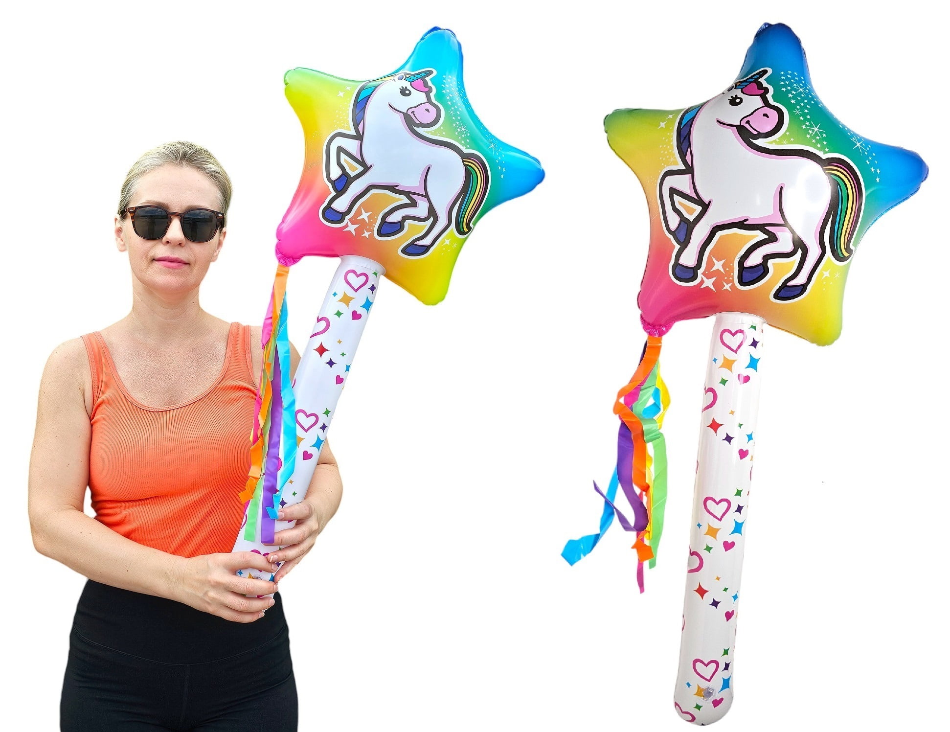 Unicorn Wand Inflate (1 Pack) (32 inch) Vinyl Pool Toy and Party Prop ...