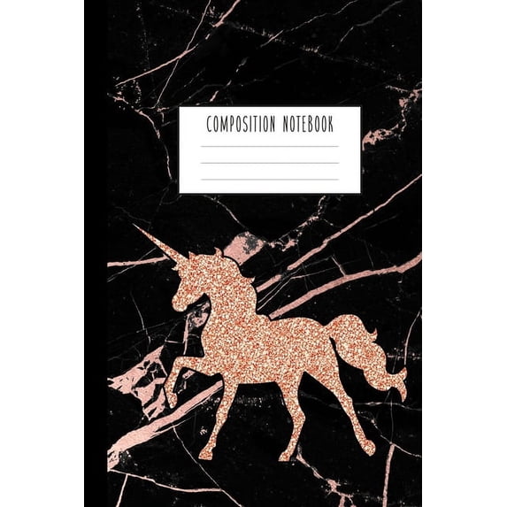 Unicorn Wide Ruled Composition Notebook, 6" x 9", Cute Unicorn Design ...