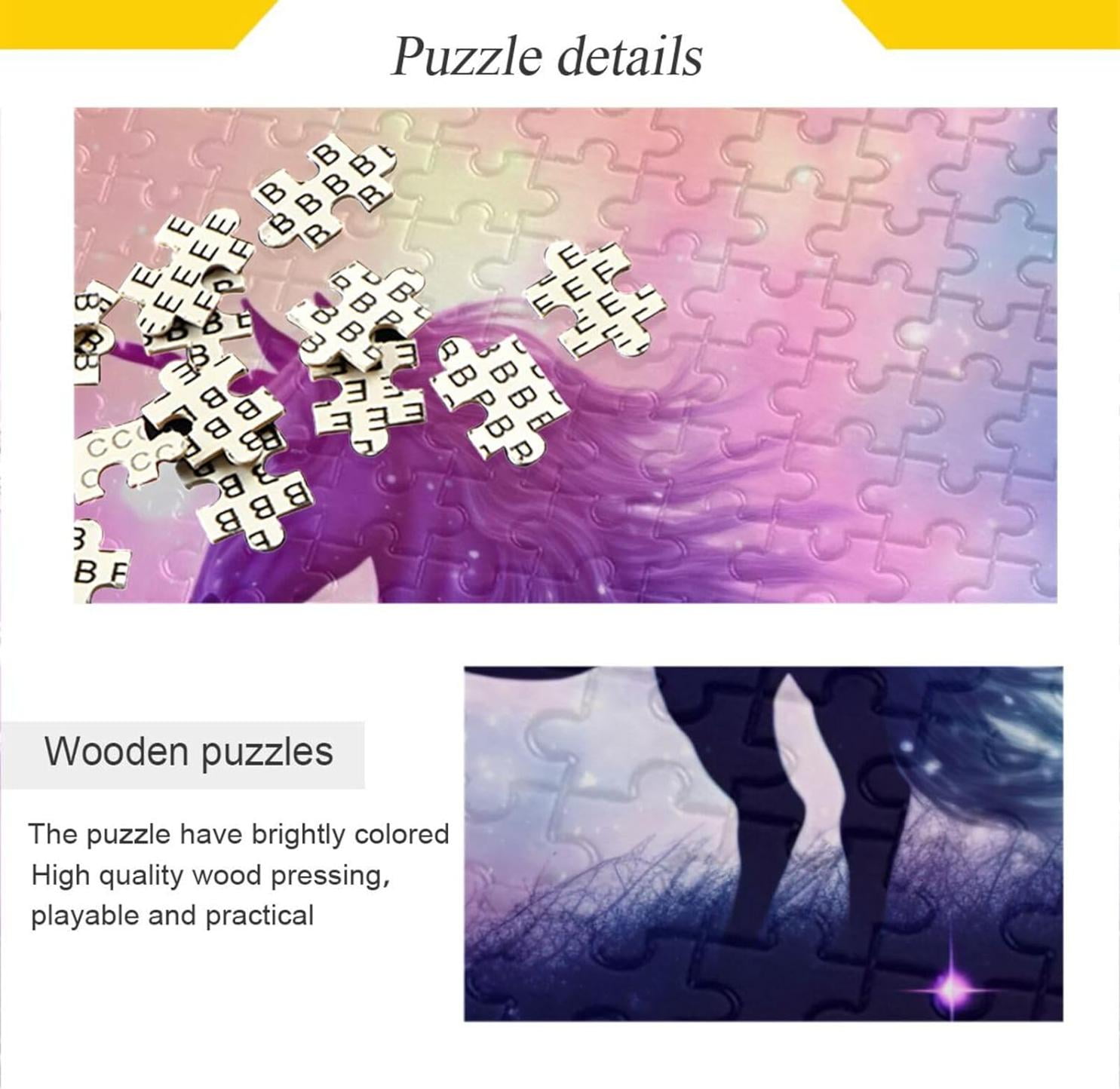 Unicorn Wooden Jigsaw Puzzles, Intellectual Entertainment Educational ...