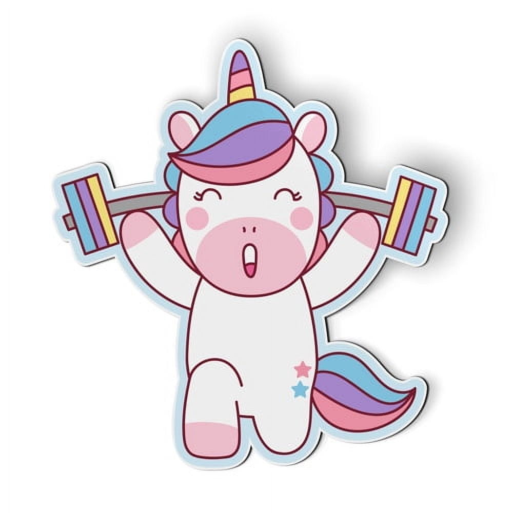 Unicorn Working Out Fitness Motivational Cute - 5" Magnet for Car ...