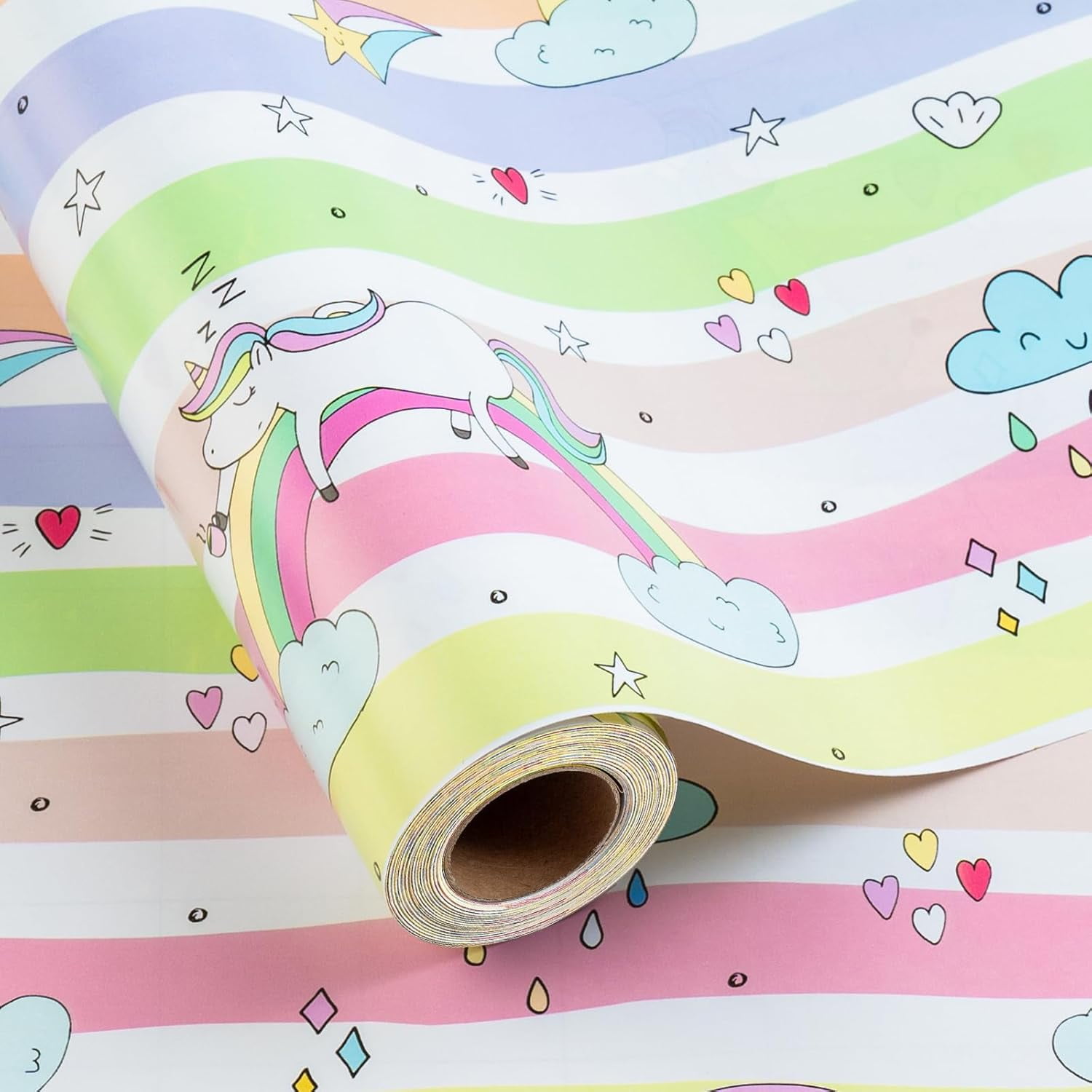 Unicorn Wrapping Paper -17In x 33Ft Girly Pink Rainbow Gift Paper Roll ...