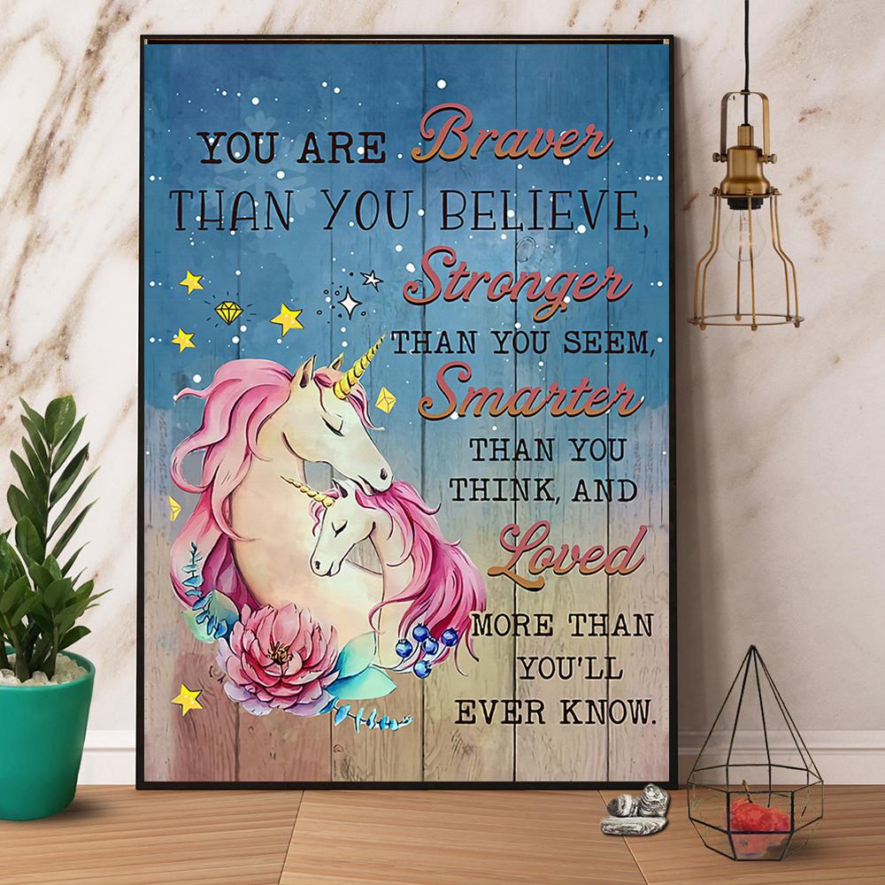 Unicorn You Are Braver Than You Believe Stronger Smarter Loved Paper ...