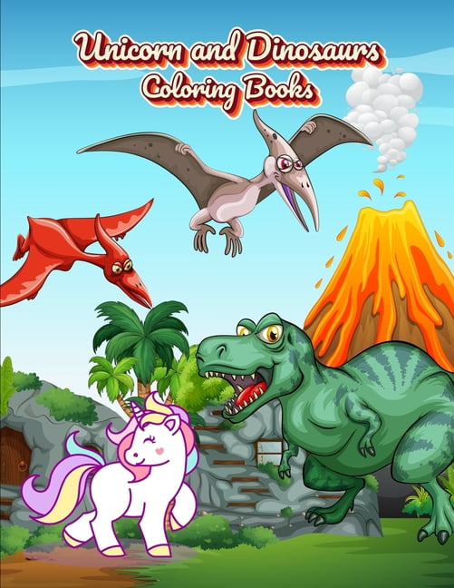 Unicorn and Dinosaurs Coloring Books: Horse and Dinosaur Activity Book ...
