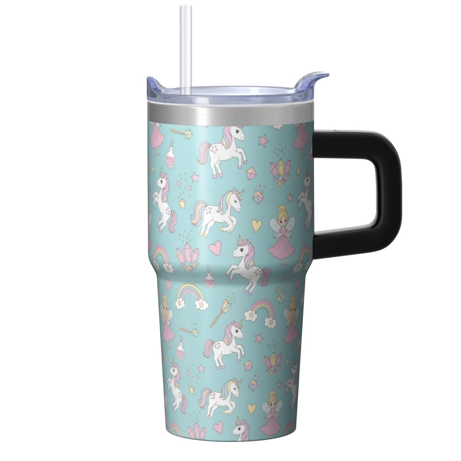 Unicorn and Fairy Blue Pattern 20oz Insulated Tumbler, Stainless Steel ...