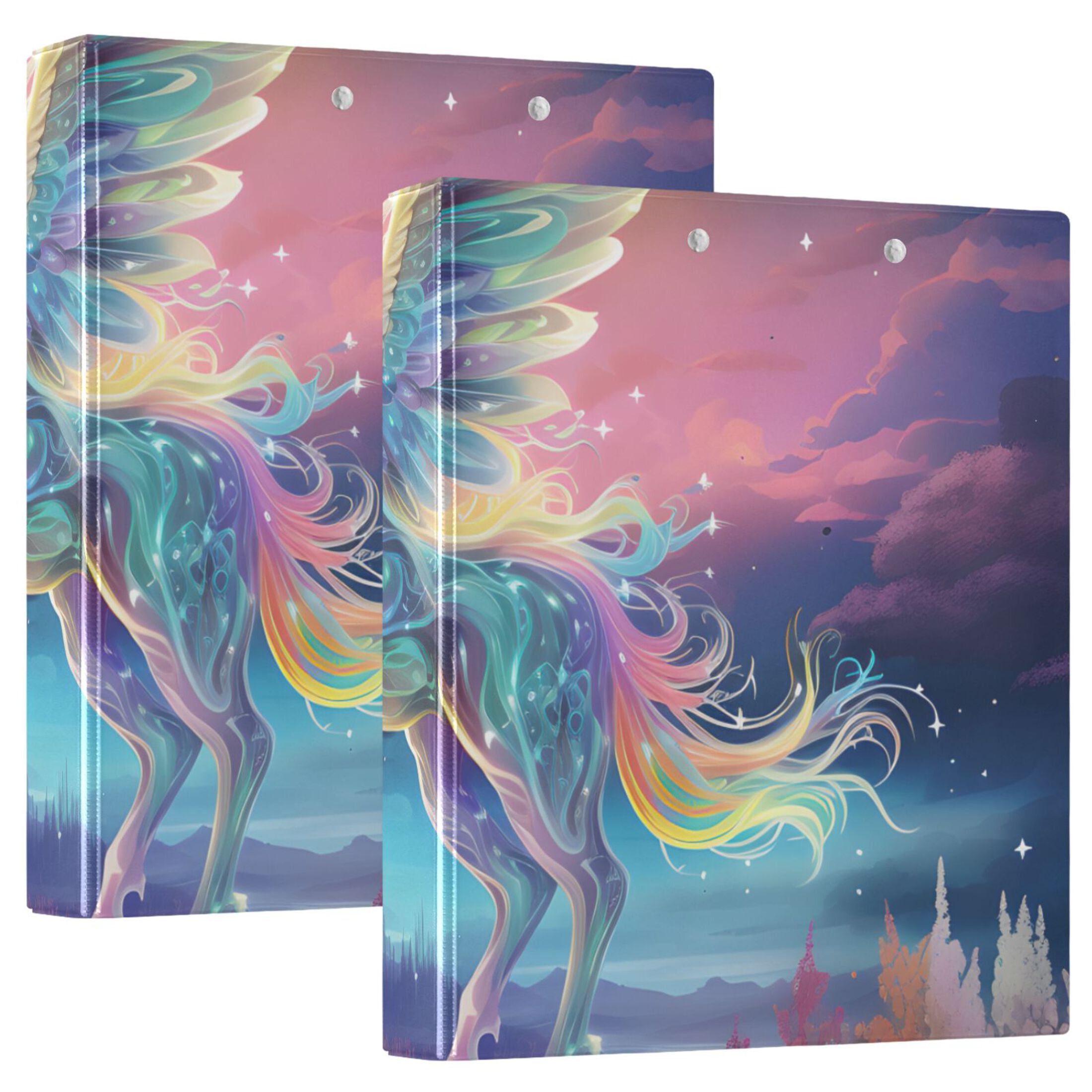 Unicorn and Flowers 3 Ring Binders 1.5 inch Hardcover File Folders with ...