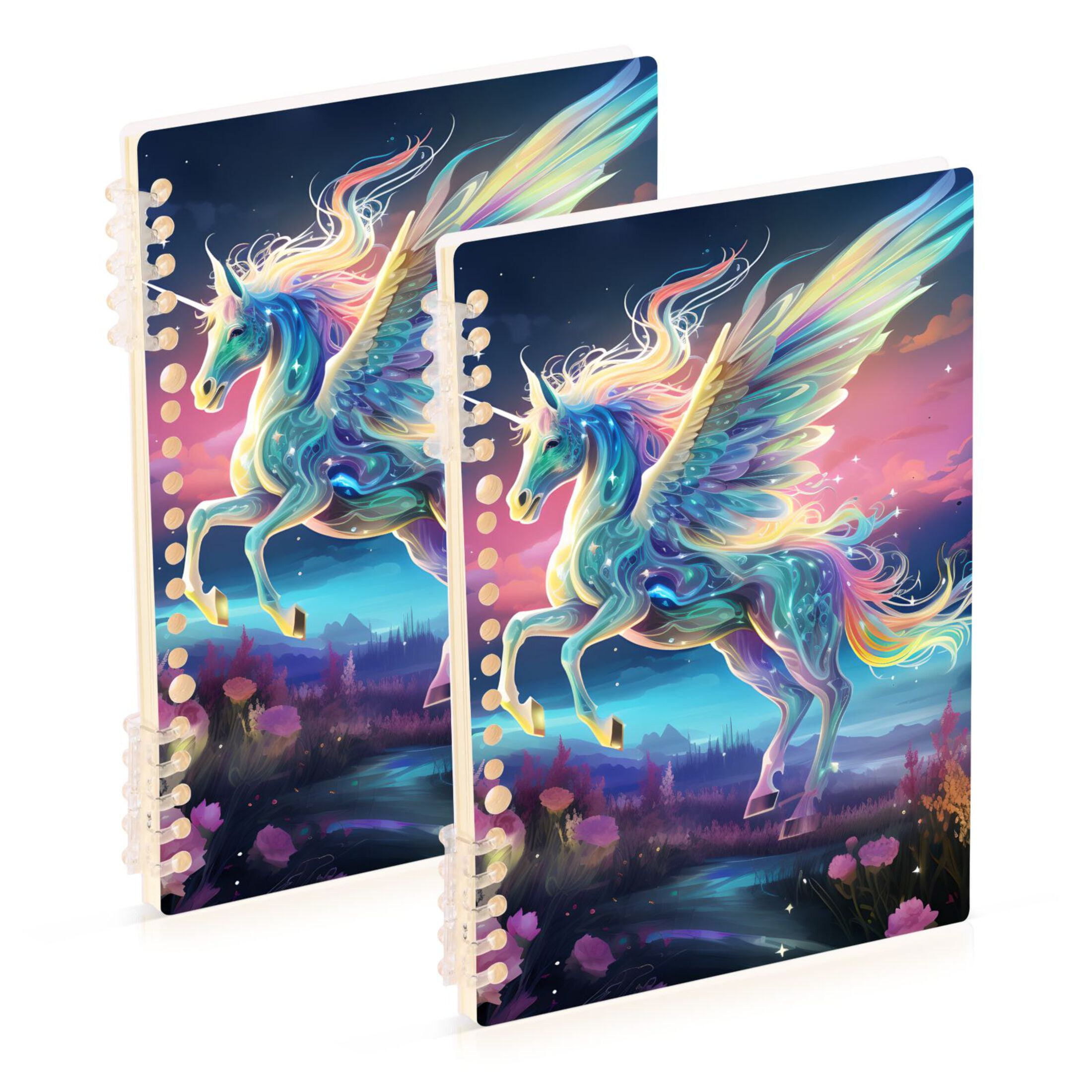Unicorn and Flowers Ring Binder Notebook Journey Note Diary College ...