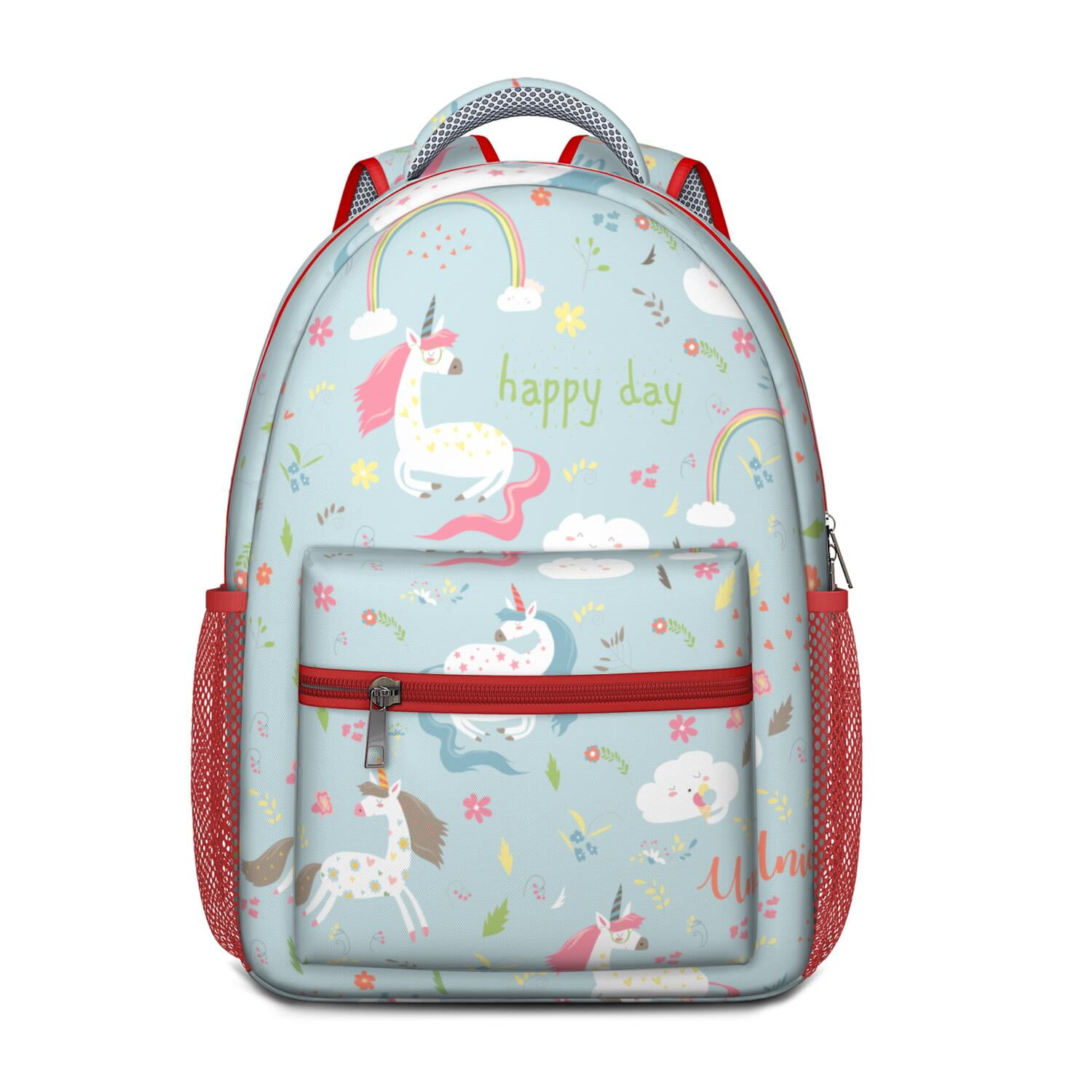 Unicorn and Mystical Forest Theme Kids Backpack, Rainbow and Stars ...