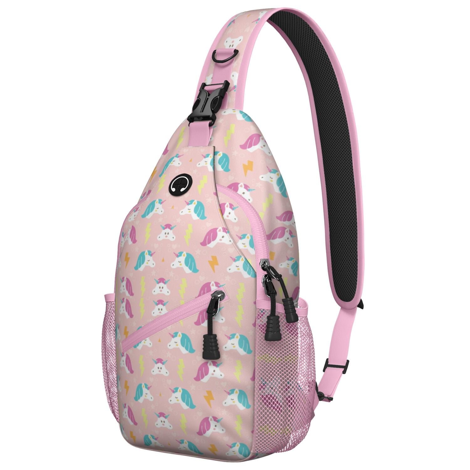 Unicorn and Rainbow Sky Sling Backpack with Stars and Clouds, Cute ...