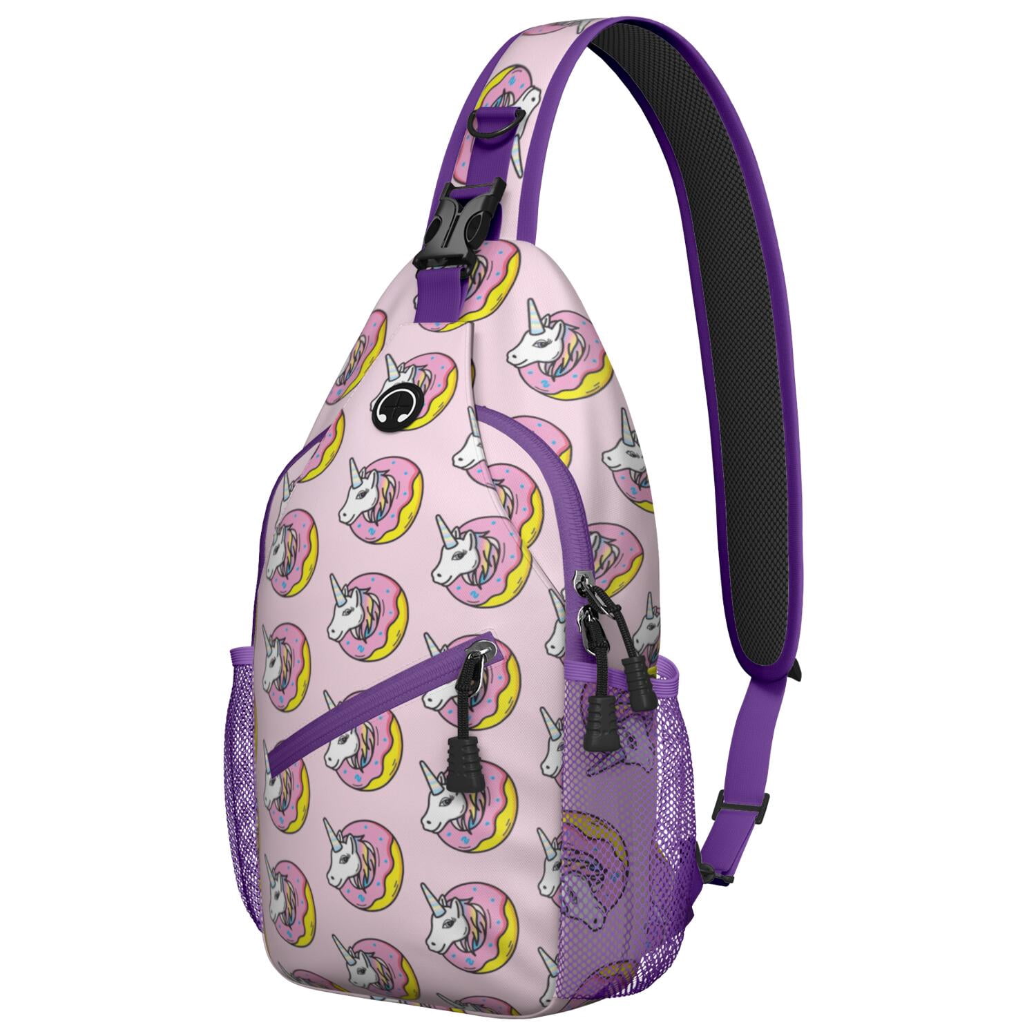 Unicorn and Rainbow Sky Sling Backpack with Stars and Clouds, Cute ...