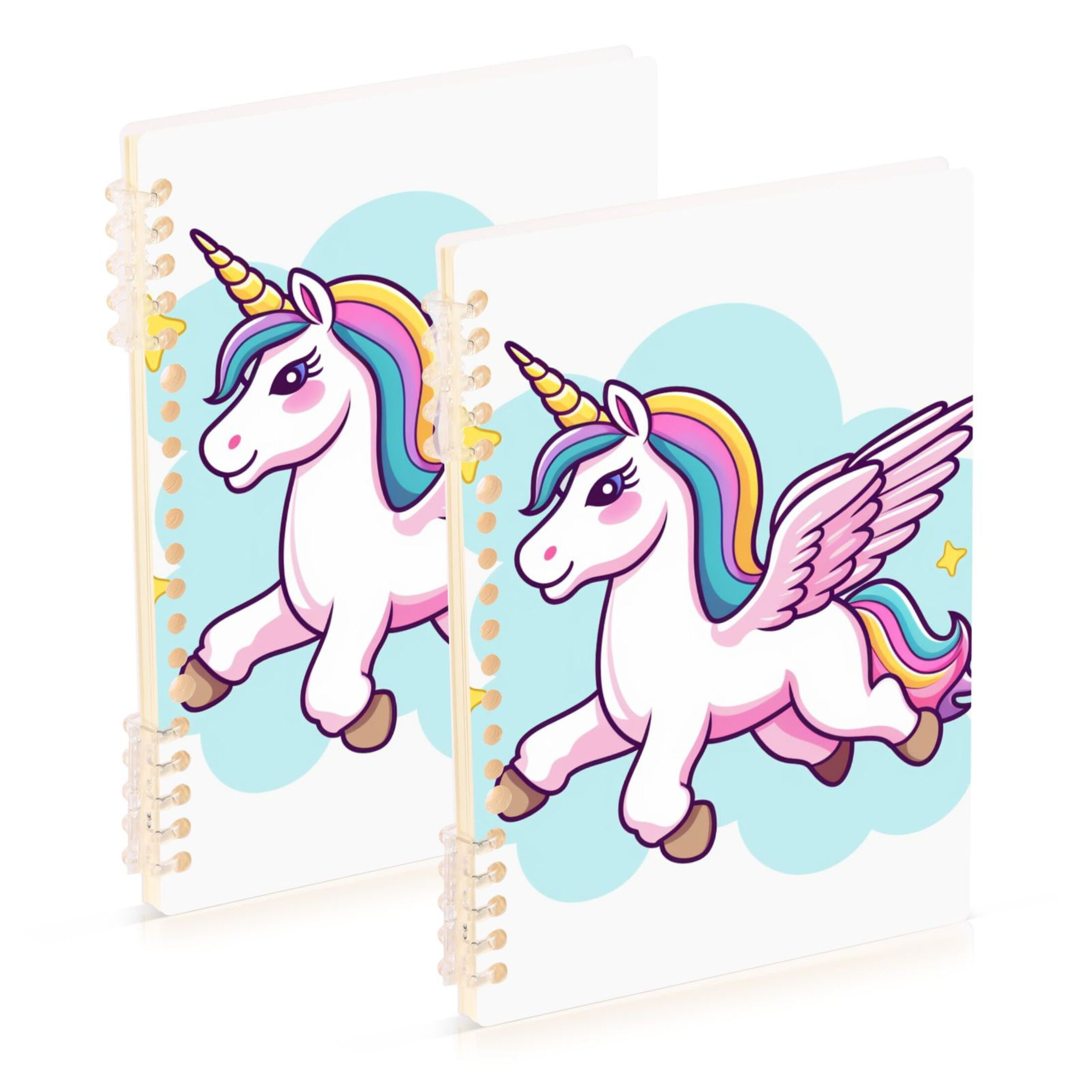 Unicorn and Stars Ring Binder Notebook Journey Note Diary College Ruled ...