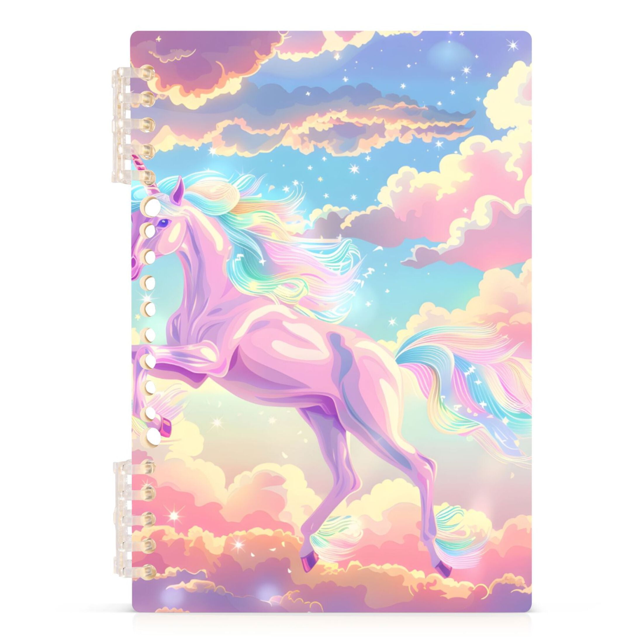 Unicorn in Clouds Ring Binder Notebook Journey Note Diary College Ruled ...