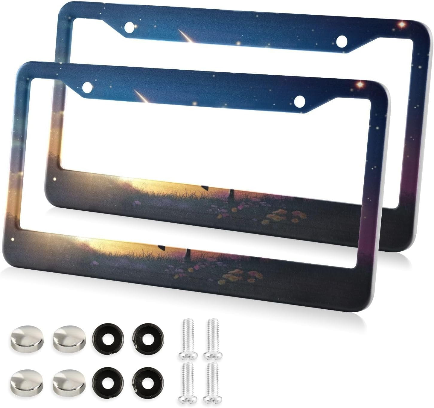 Unicorn in Night Sky License Plate Frame, Aluminum Car Tag Frames, 2 ...