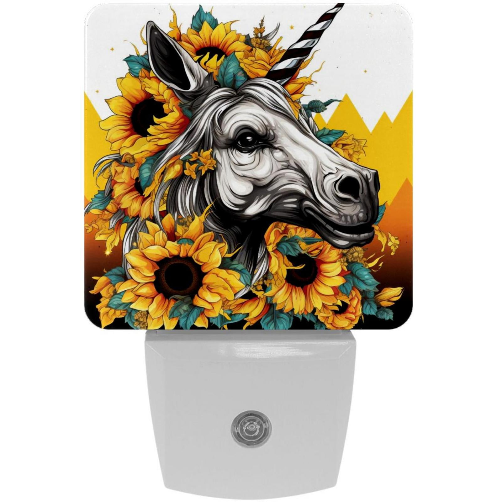 Unicorn skeleton sunflower LED Square Night Lights: Innovative ...
