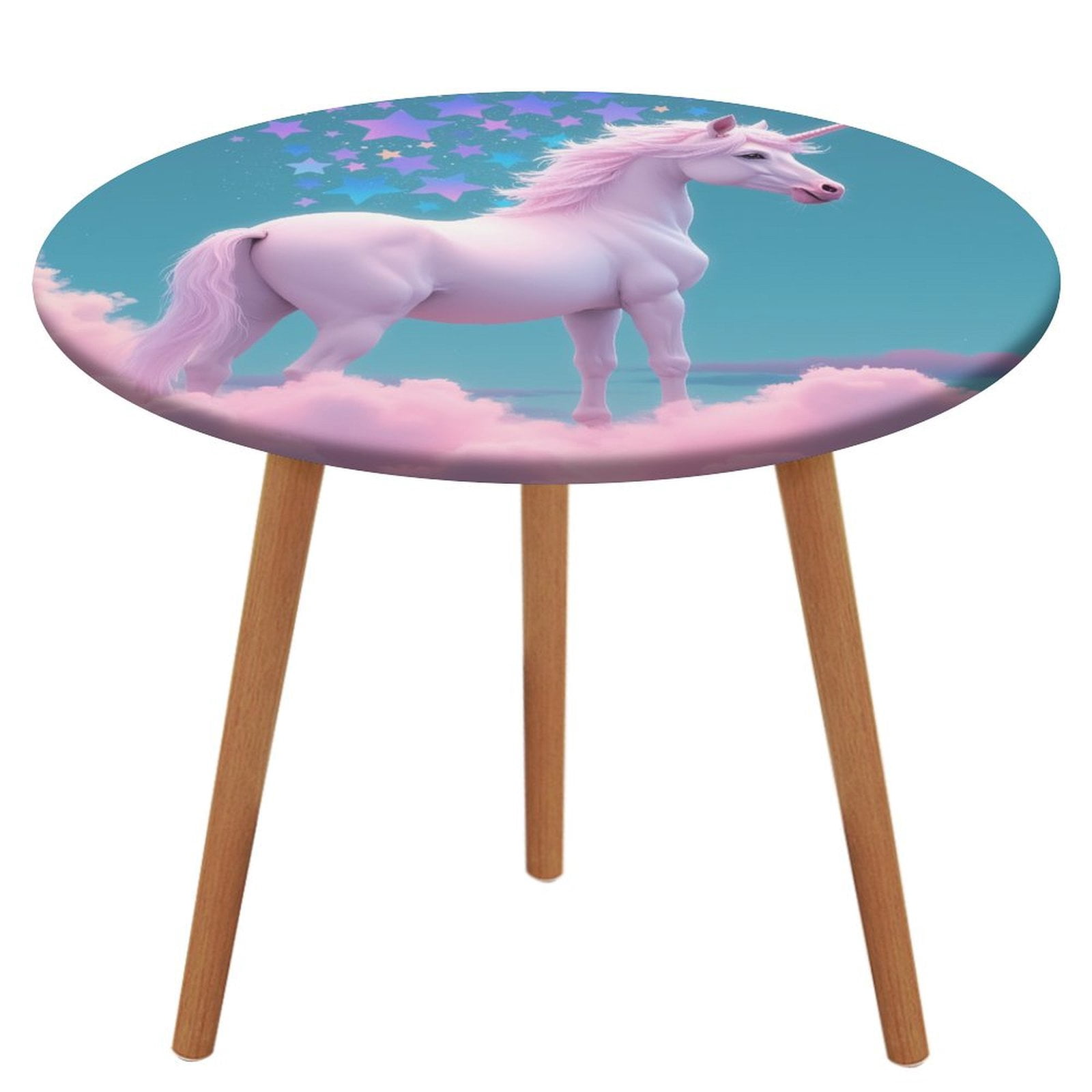Unicorn with Stars And Clouds Tablecloth Round Elastic Fitted ...