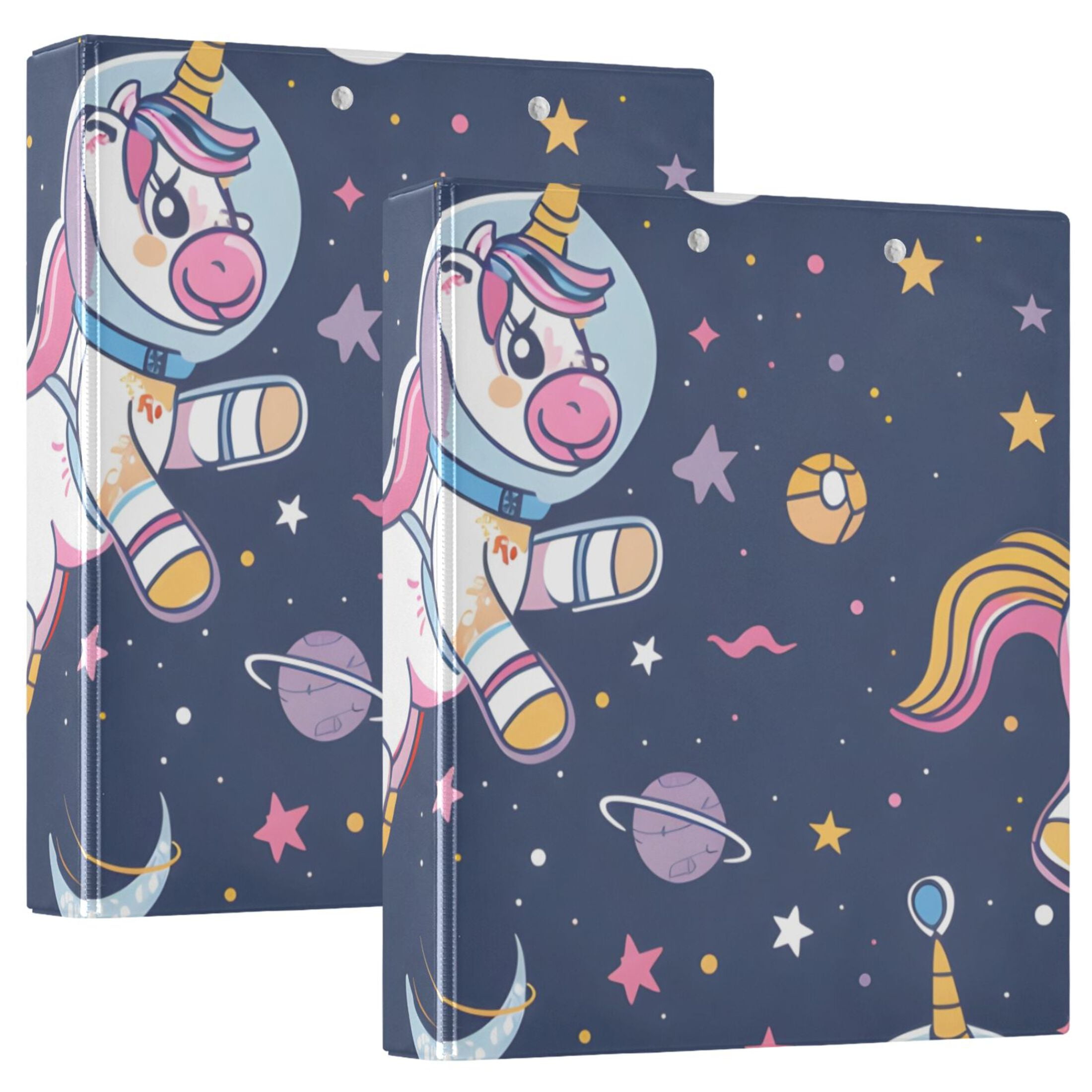 Unicorns Astronaut Planets 3 Ring Binders 1.5 inch Hardcover File ...