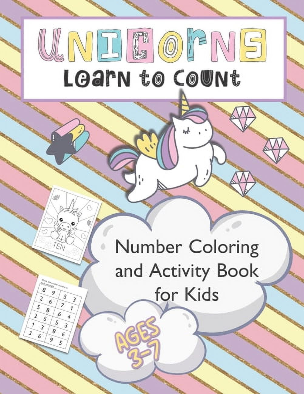 Unicorns Learn to Count Number Coloring and Activity Book for Kids ...