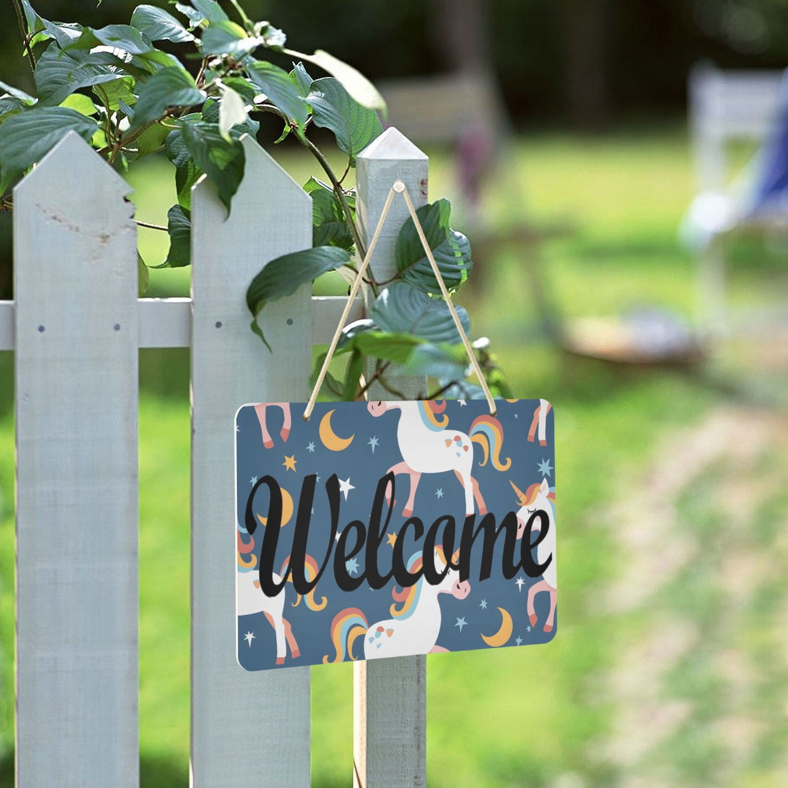Unicorns Moons and Stars Welcome Sign for Front Door Porch Wreath Door ...