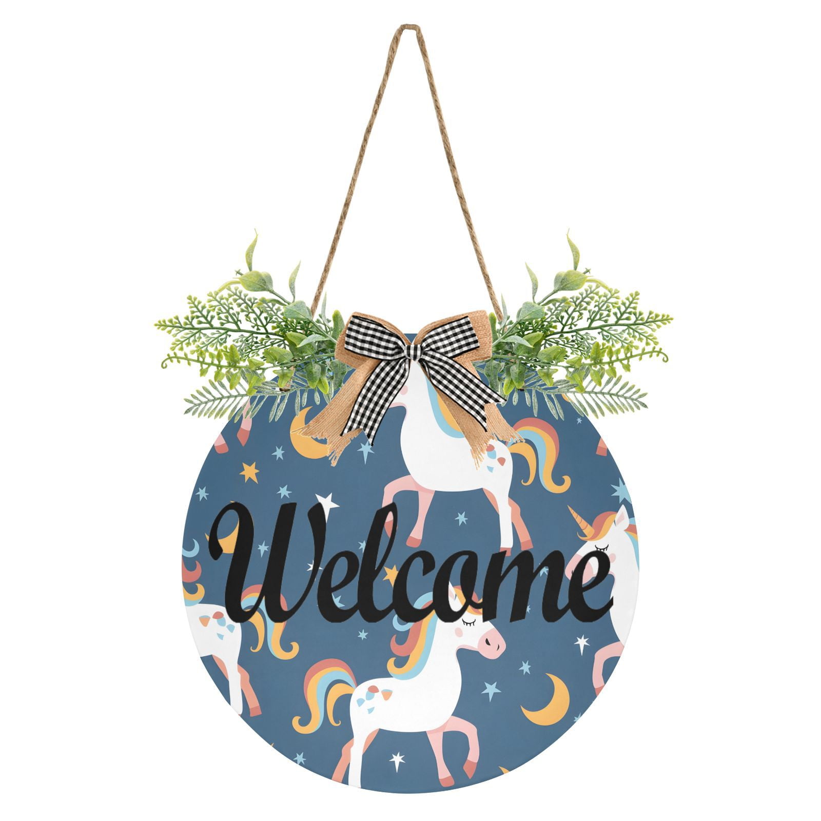 Unicorns Moons and Stars Welcome Sign for Front Door Wreath Door Sign ...