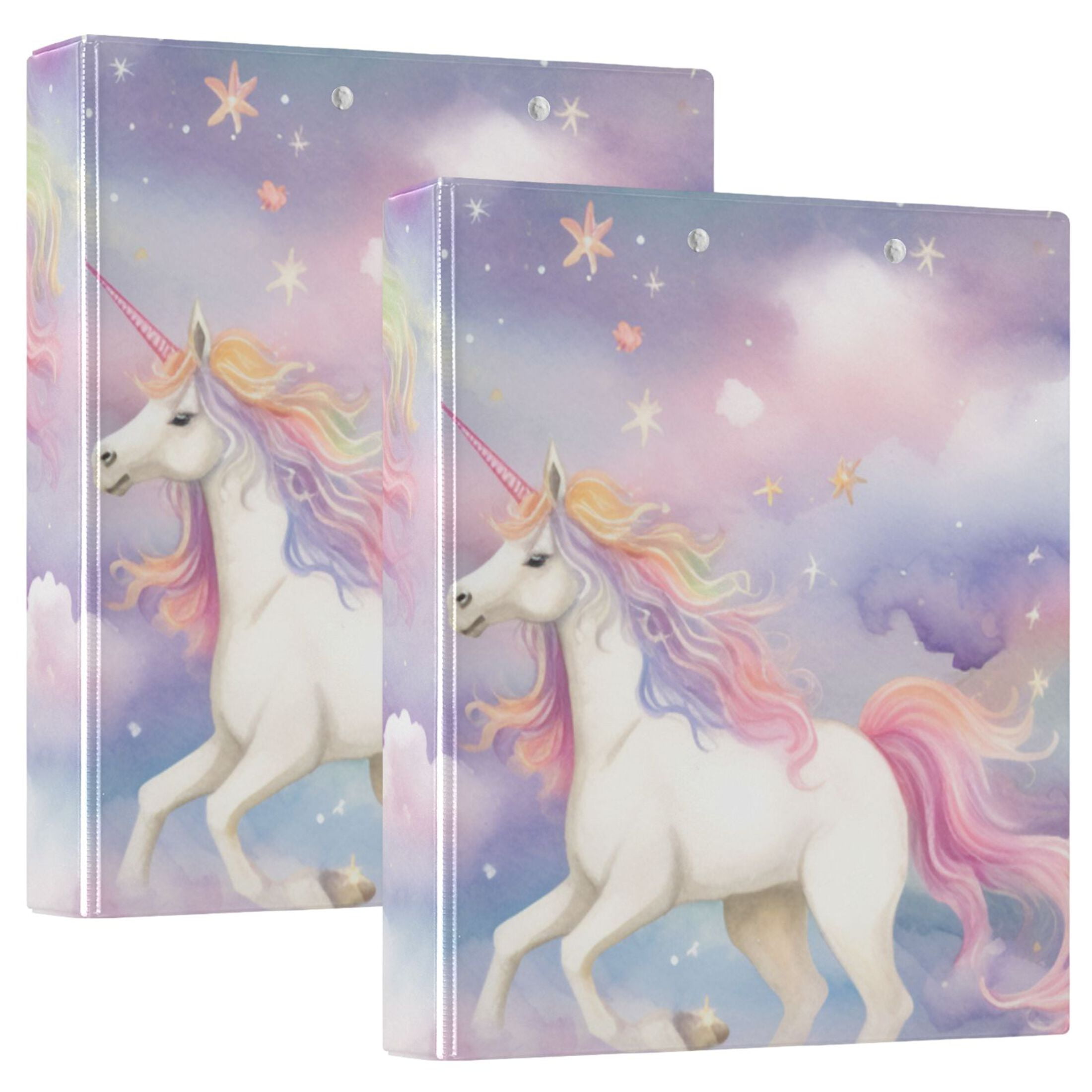 Unicorns and Rainbows Clouds Stars 3 Ring Binders 1.5 inch Hardcover ...