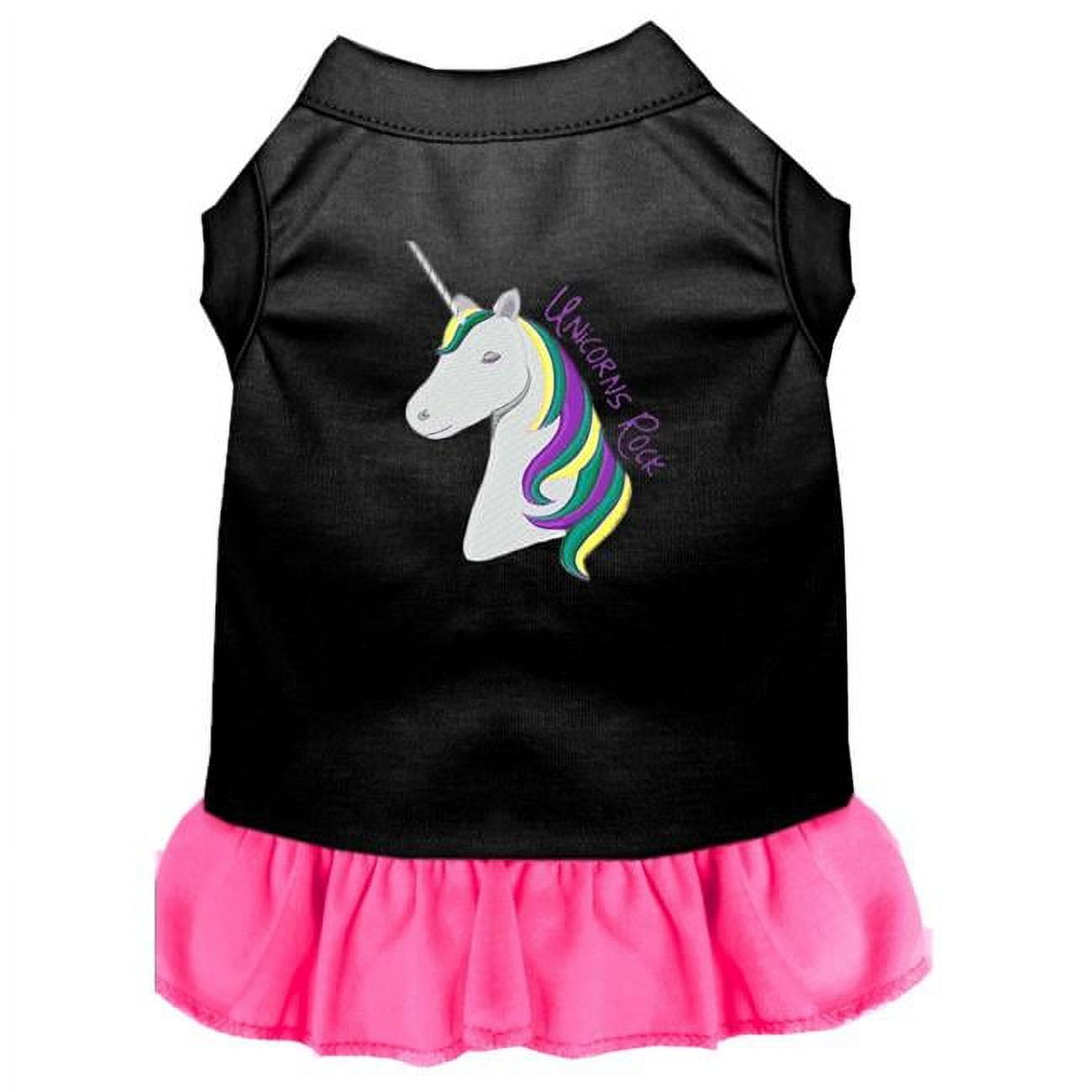 Unicorns Rock EmbroideRed Dog Dress, Black with Bright Pink - Extra ...