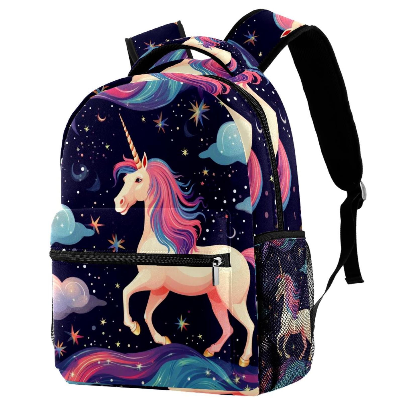Unicorns Starry Sky Rainbow Color Casual Backpacks Lightweight Premium ...