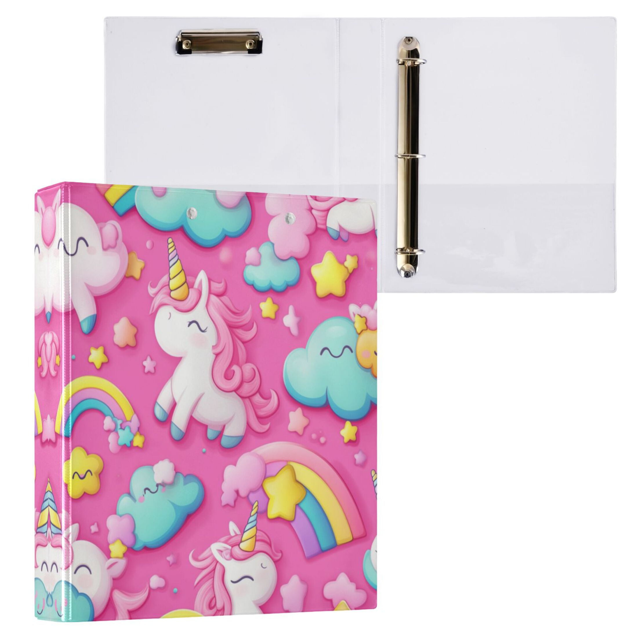 Unicorns and Clouds 3 Ring Hardcover Binders 1.5in Round Rings for ...