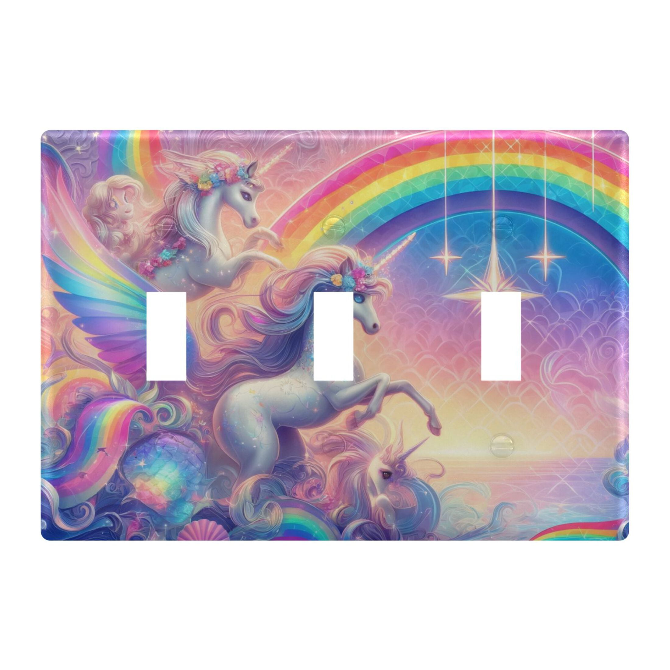 Unicorns and Rainbow Light Switch Plate Covers 3 Gang Wall Plate ...