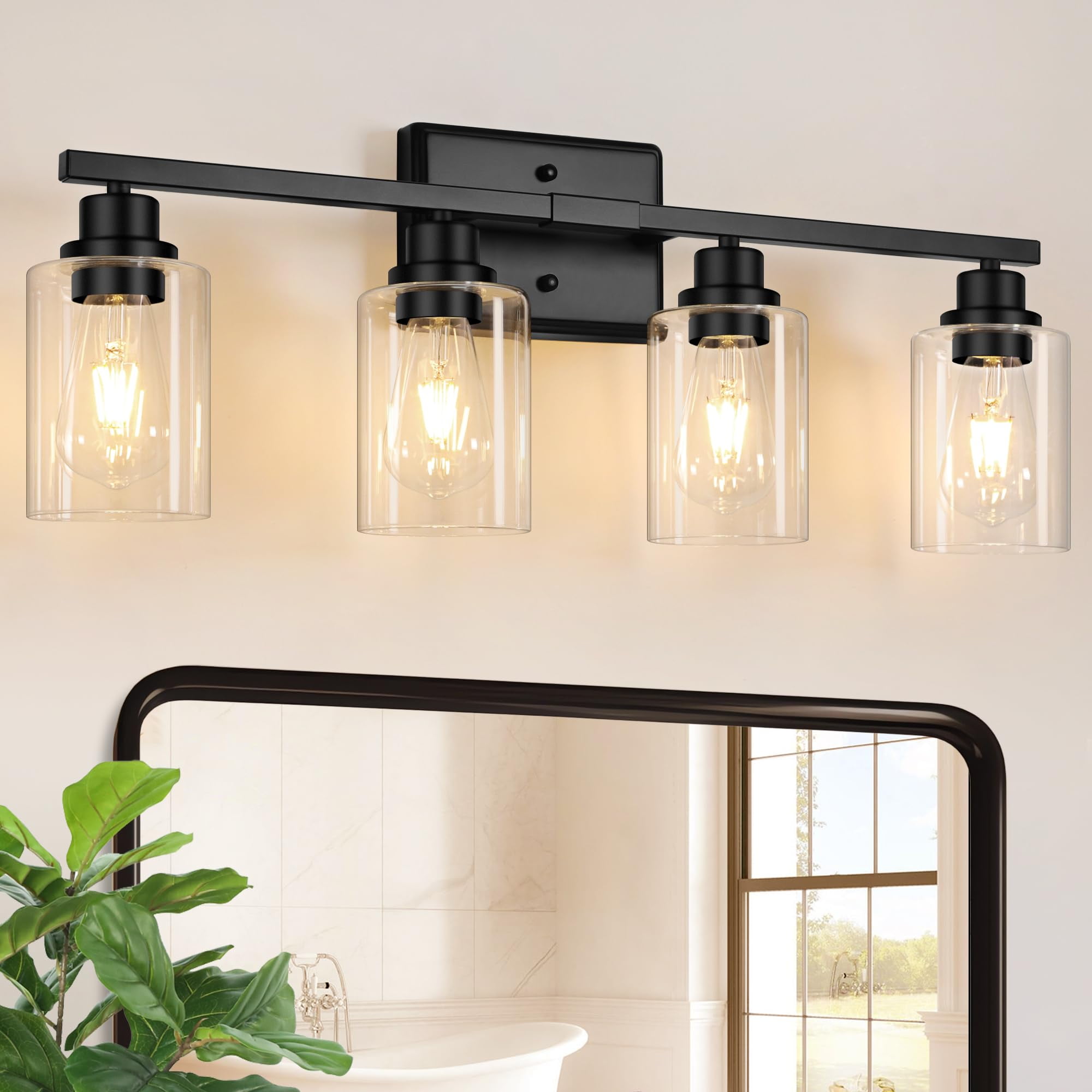 Unicozin Modern Bathroom Light Fixtures, 4 Light Vanity Lights Over ...