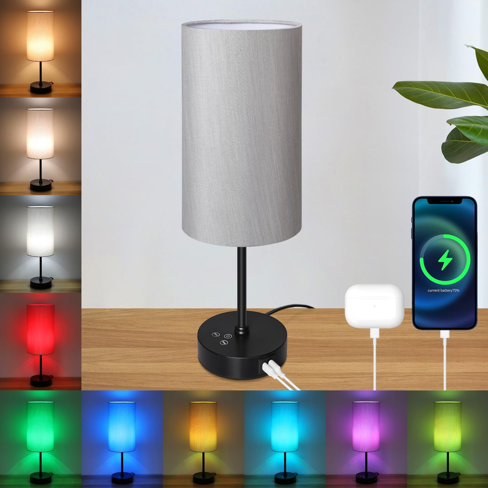 Unicozin Table Lamp, 3 CCT 3000K/4500K/6500K & RGB Color Changing ...
