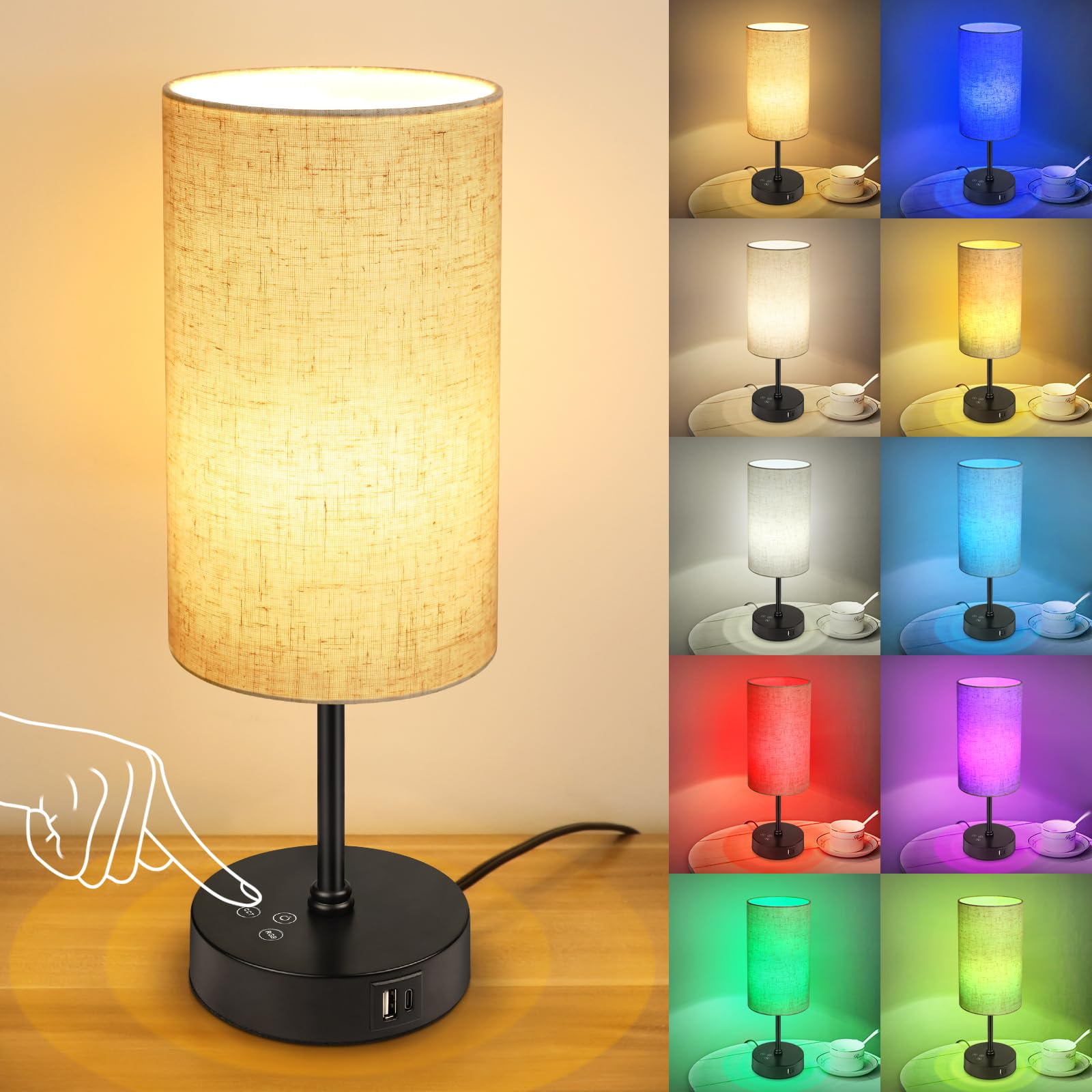 Unicozin Table Lamp, 3 CCT 3000K/4500K/6500K & RGB Color Changing ...