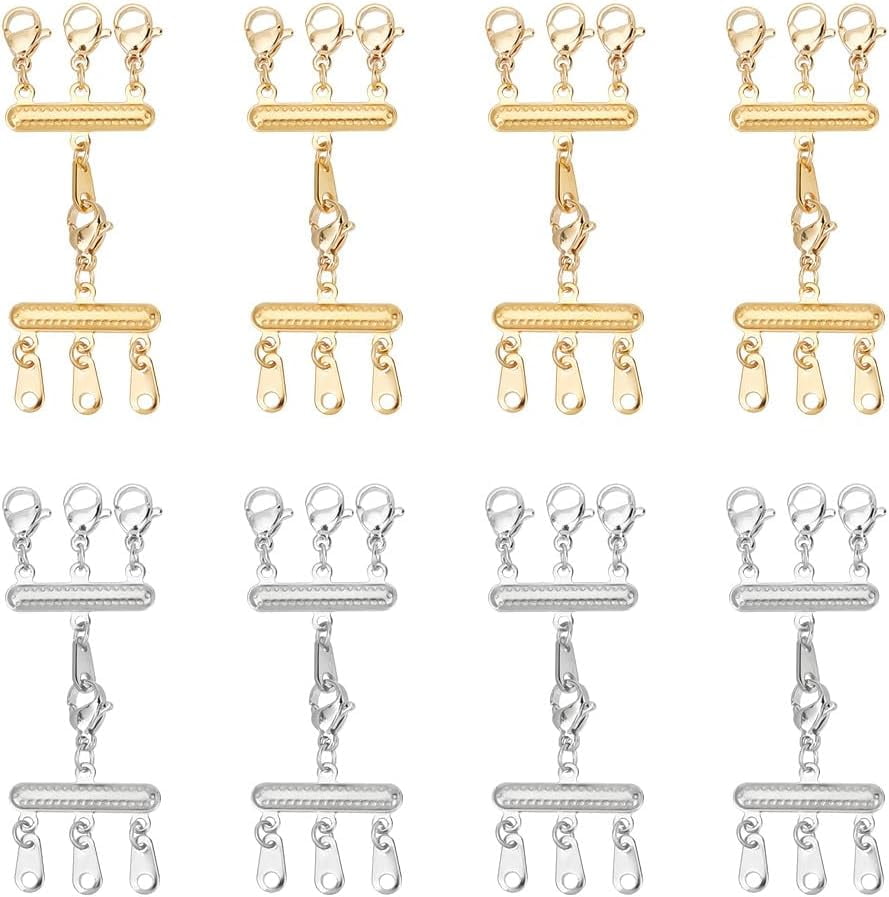 Unicraftale 8Pcs 2 Colors 304 Stainless Steel Multi-strand Clasps with ...