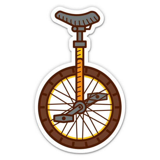 Unicycle - 5" Vinyl Sticker - For Car Laptop I-Pad - Waterproof Decal ...