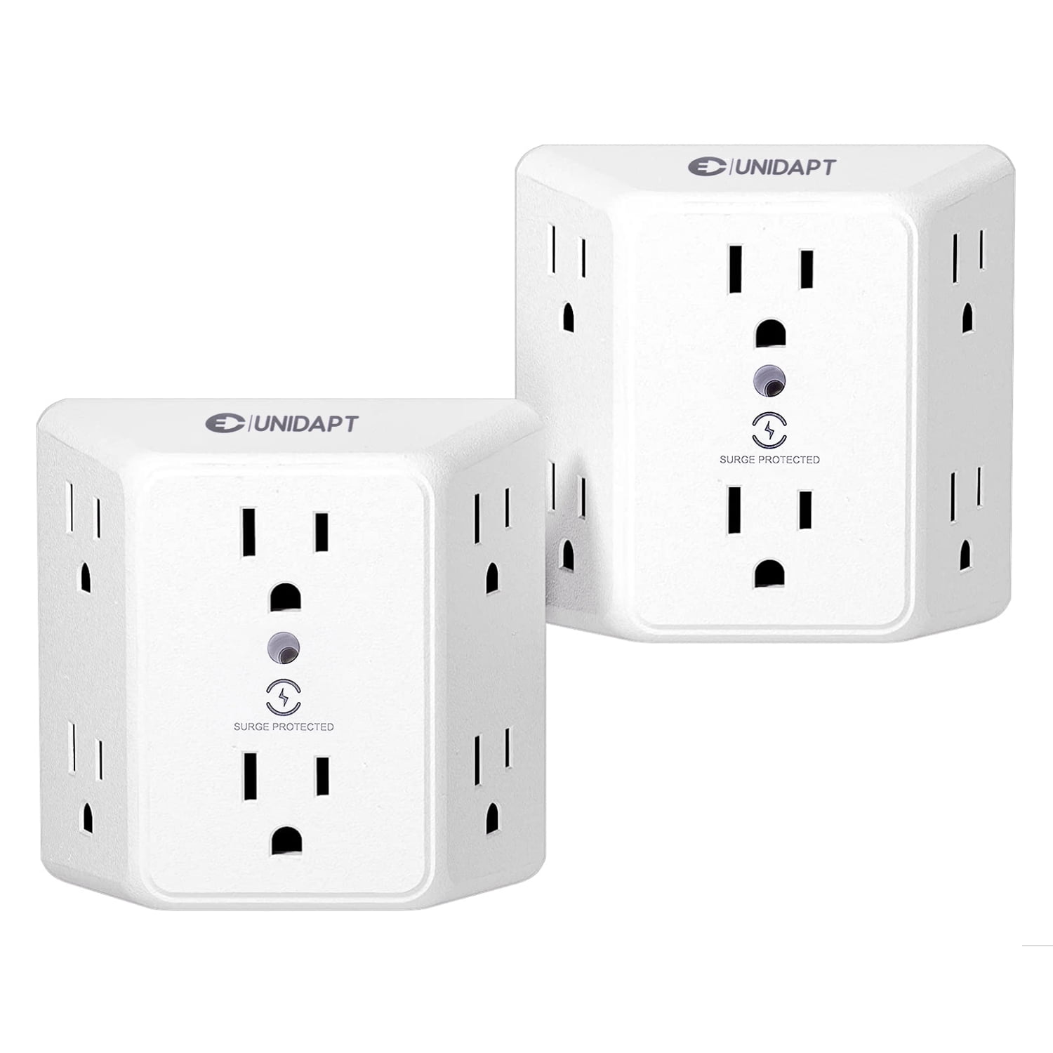 Unidapt Multi Plug 6 Outlet Extender, 2 Pack Surge Protector Wall ...