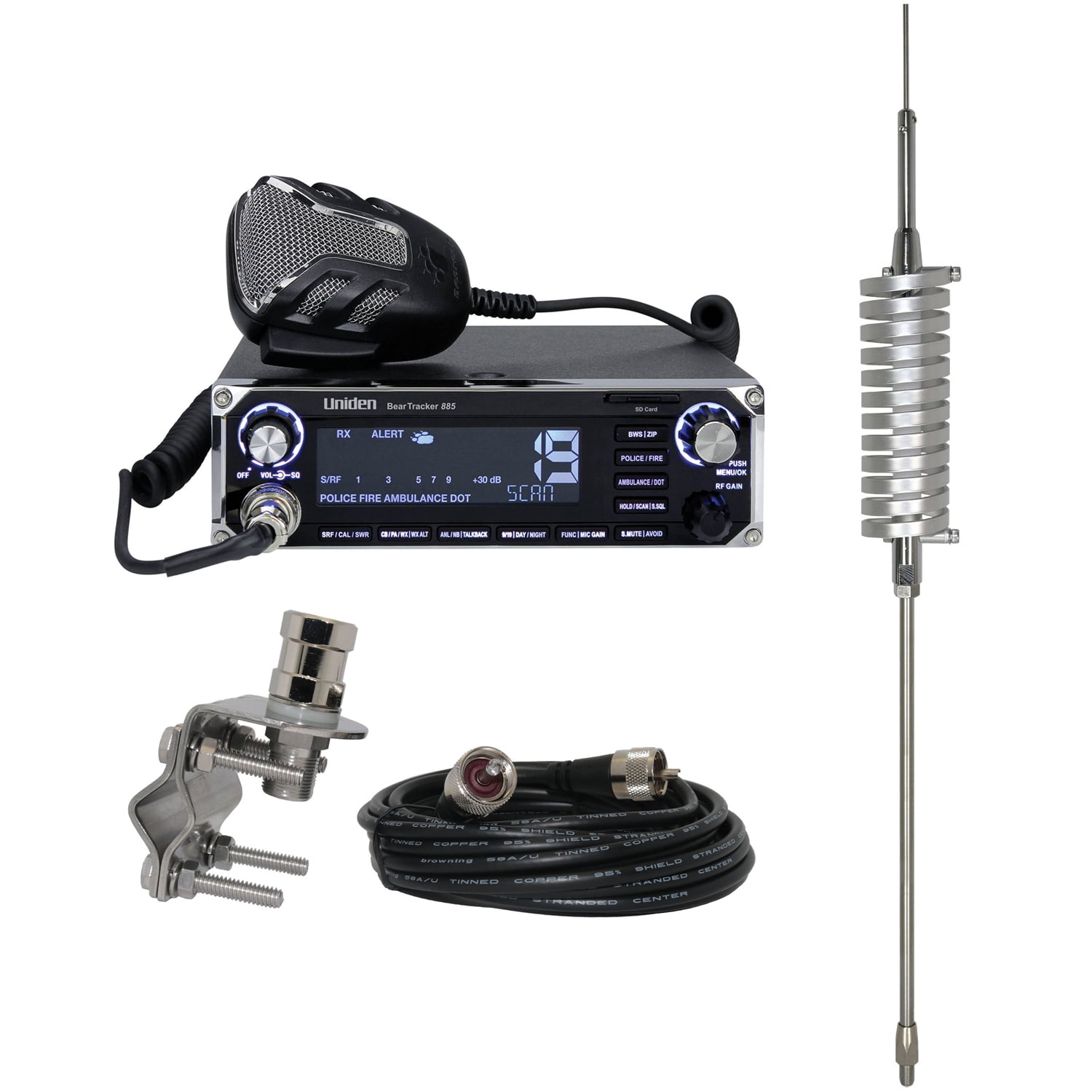 Uniden Bear Tracker 40-Channel LCD Display CB Radio with CB Antenna ...