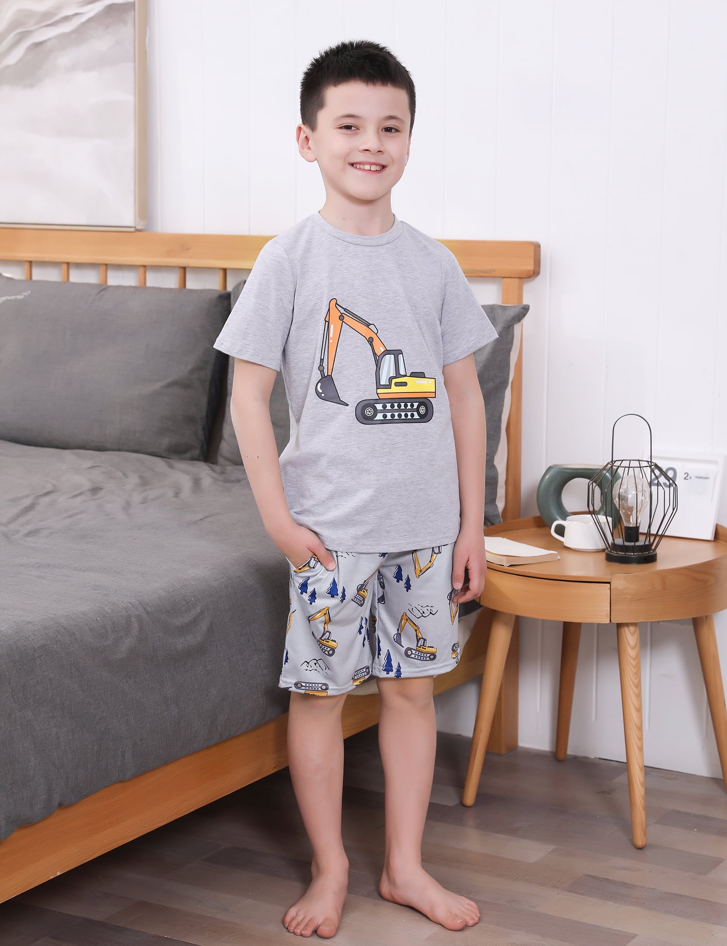 Uniexcosm Boy Pajamas Set Short Sleeve Pjs for Boys 2 Piece Sleepwear ...