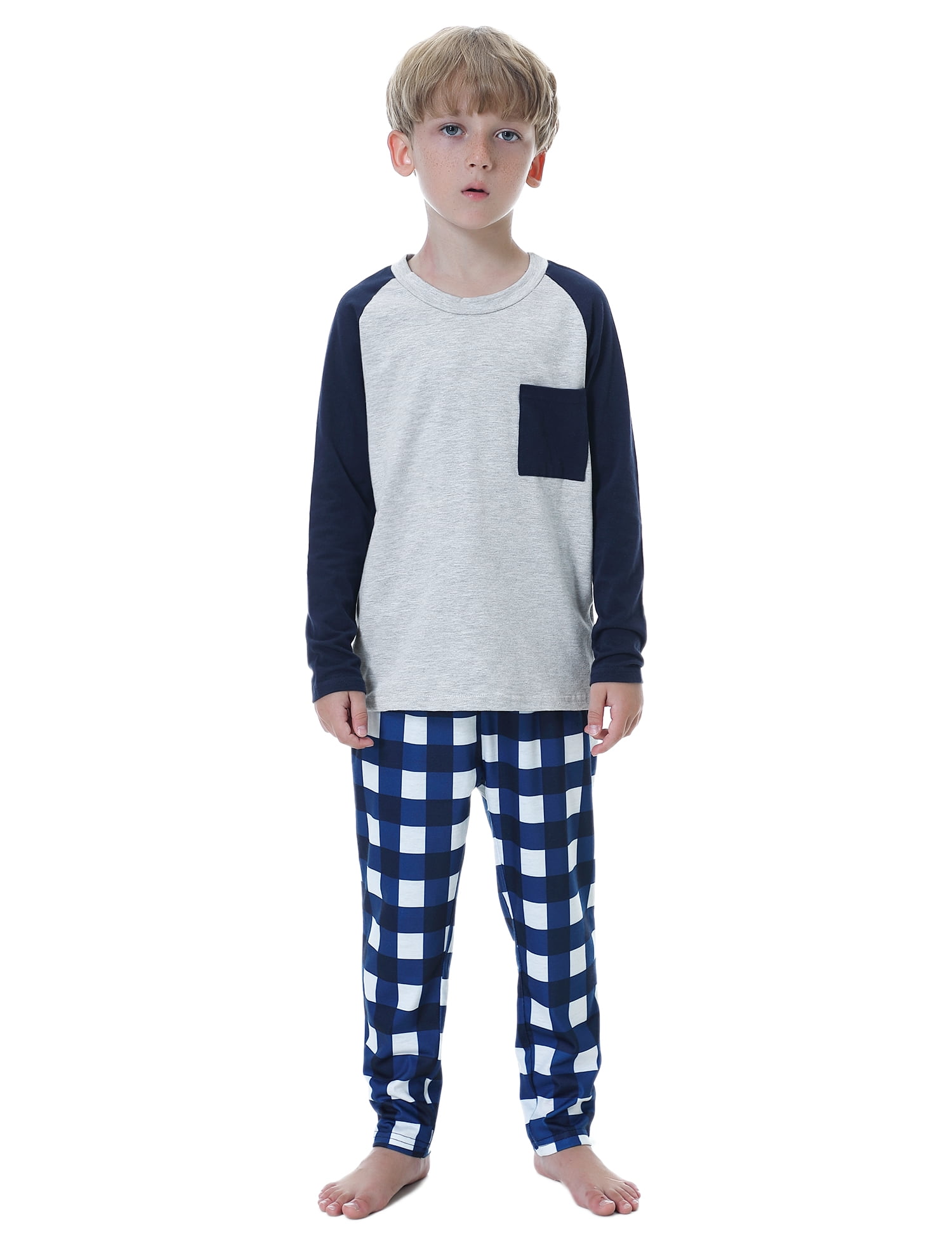 Uniexcosm Boys Cotton Pajamas Set, Long Sleeve Sleepwear for Kids ...